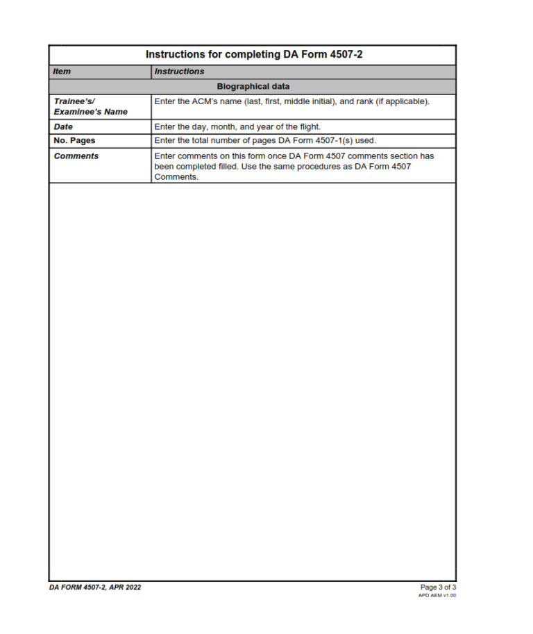 DA Form 4507-2 - Continuation Comment Slip