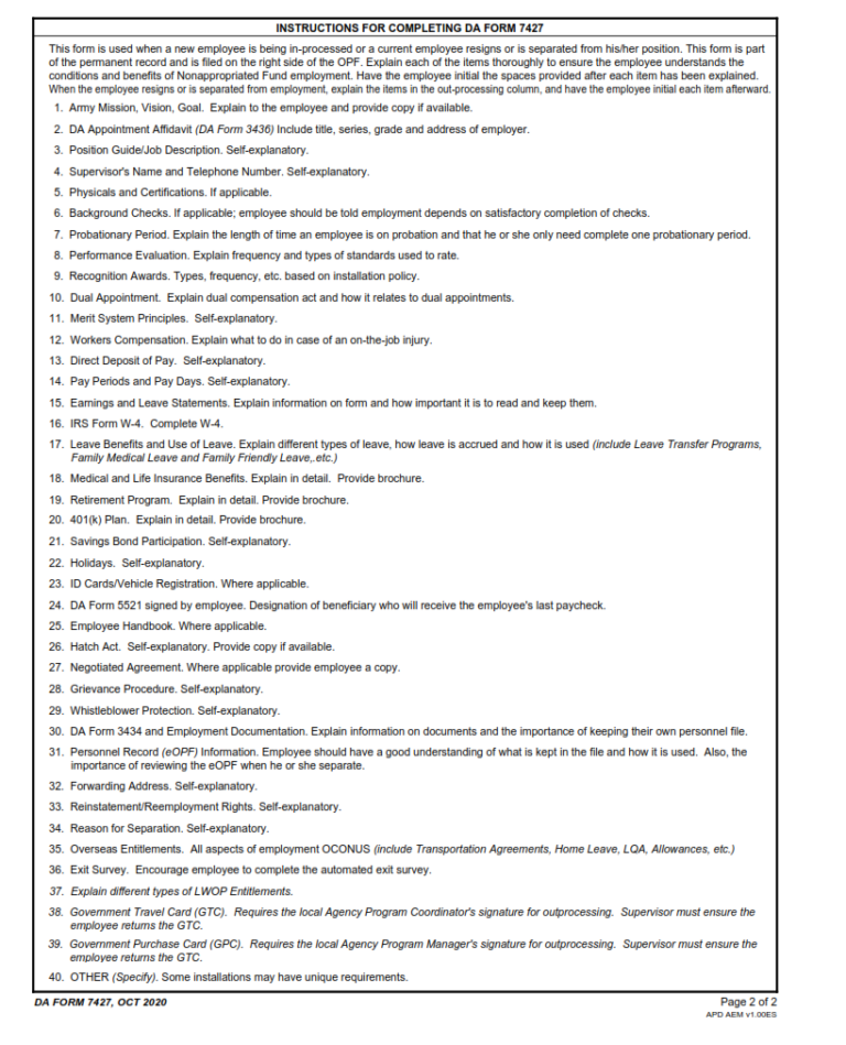 DA Form 7427 - Nonappropriated Fund Inprocessing