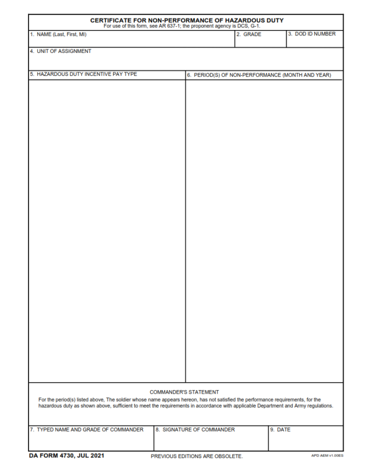 DA Form 7775-1 - Lineage And Honors Certificate