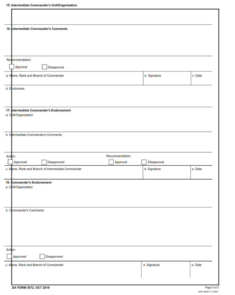 DA Form 3072 - Waiver Of Disqualification For Continued Service