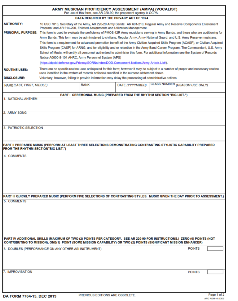 DAFORMS.NET - DA Form 7764-15 - Army Musician Proficiency Assessment ...