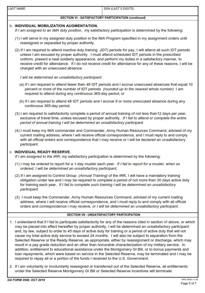 DA Form 3540 – Certificate And Acknowledgement Of U.S. Army Reserve ...