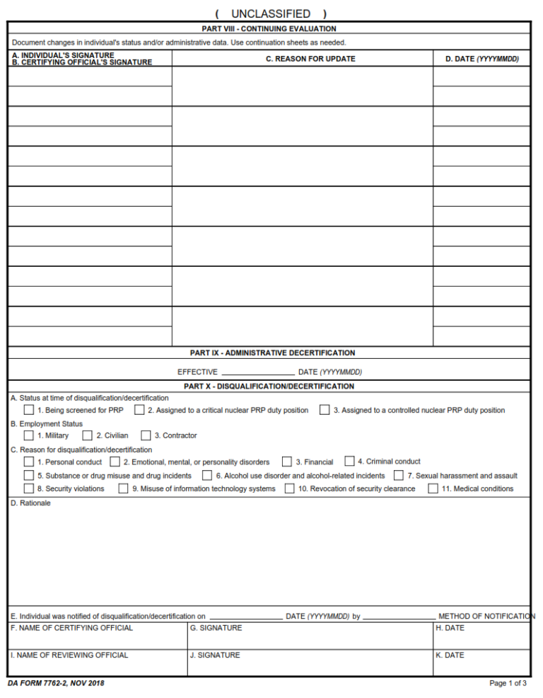 DA FORM 7762-2 – Nuclear Personnel Screening And Evaluation Record ...