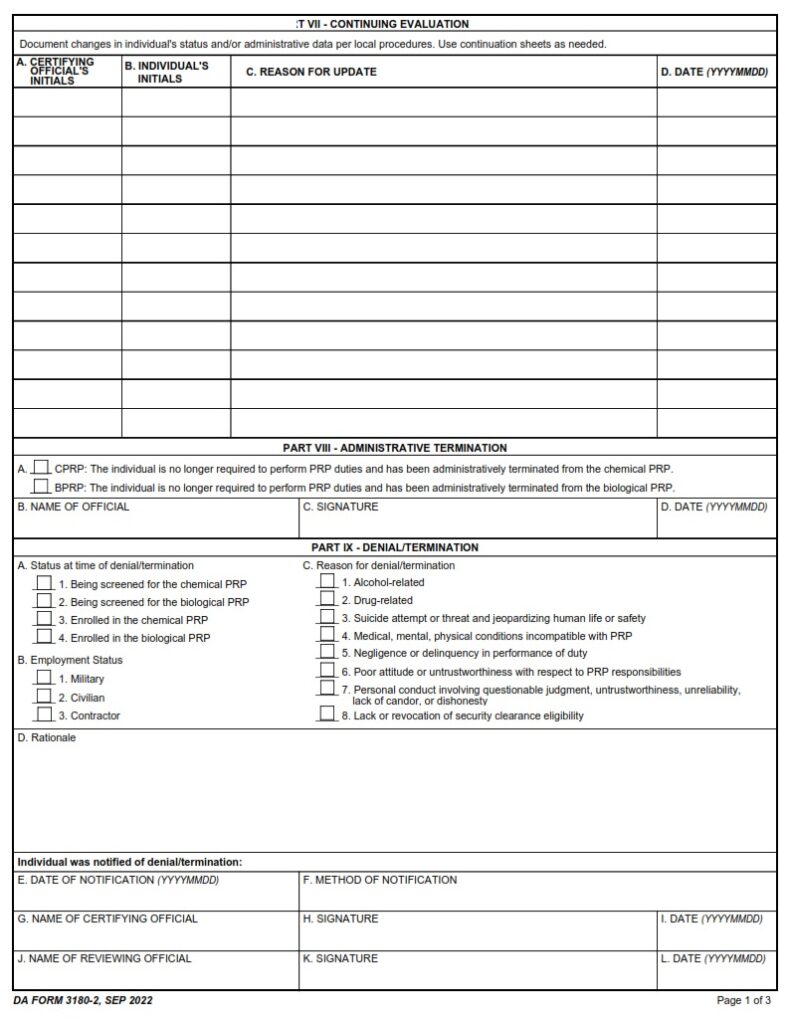DA FORM 3180-2 – Chemical And Biological Personnel Screening And ...