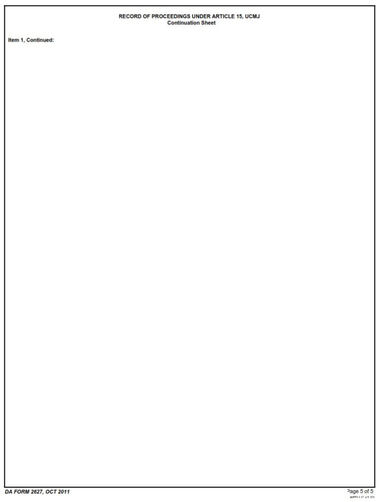 DA FORM 2627 – Record Of Proceedings Under Article 15, UCMJ | Army Pubs ...